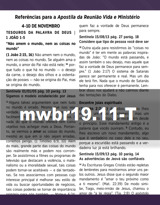 Referências para a Apostila da Reunião Vida e Ministério