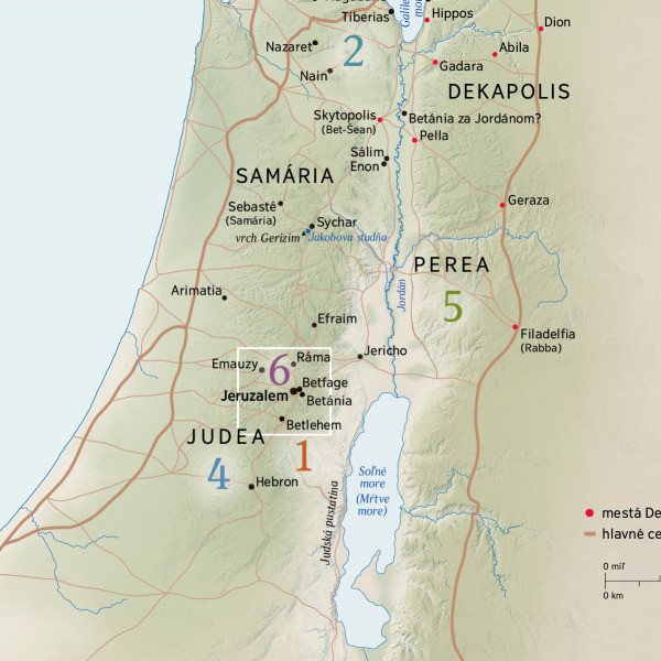 Mapa miest, kde Ježiš pôsobil | Život Ježiša Krista