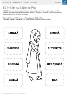 Calitățile lui Rut | Activitate cu imagini pentru familie