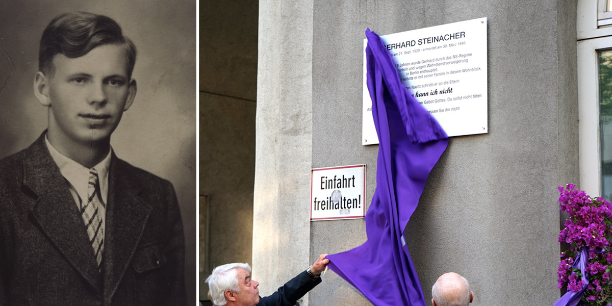 Gedenkplaat vir Gerhard Steinacher, tereggestel deur Nazi’s
